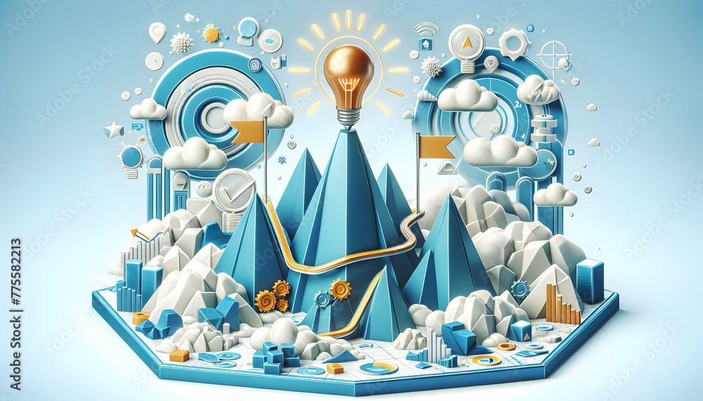 3d flat icon as Summit of Success An ad illustrating a summit with ...