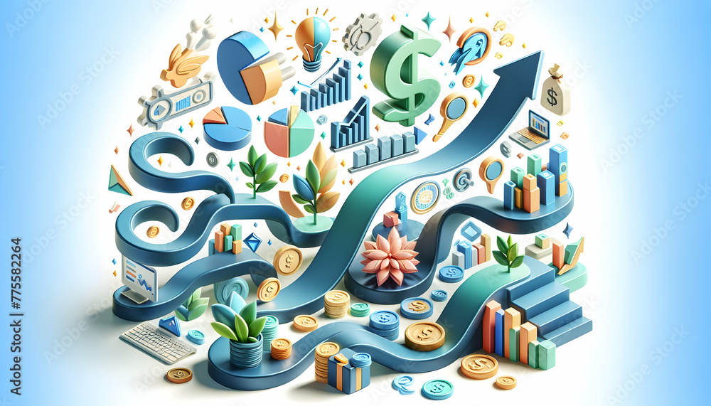 3d flat icon as Synergy Stream Banner illustrating a stream of synergy ...