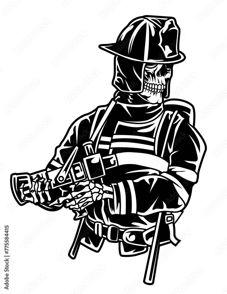 Fire Fighter Skull Illustration, First Responder Clipart, 911 Rescue ...