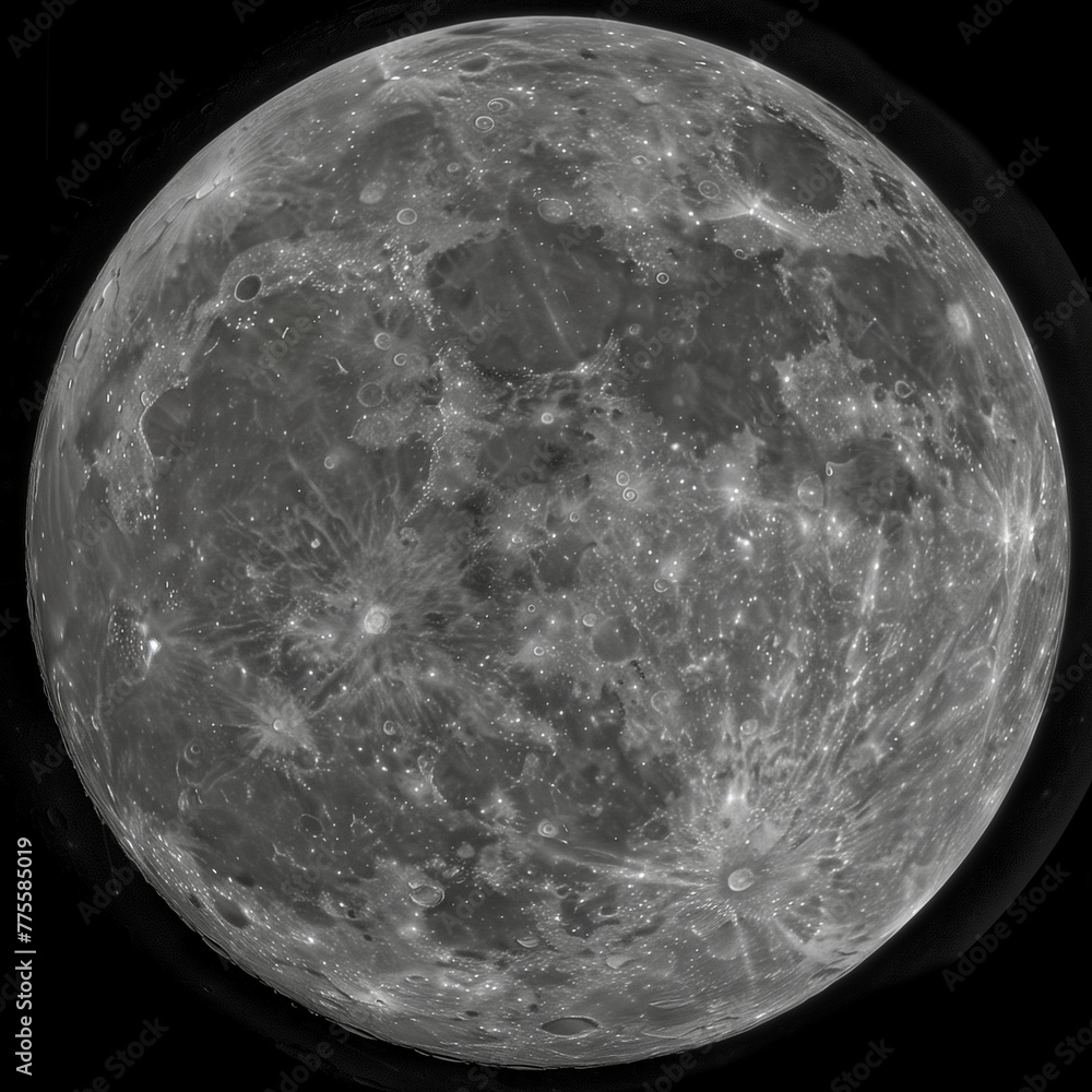 Hyper-realistic full moon, lunar surface details in high resolution ...