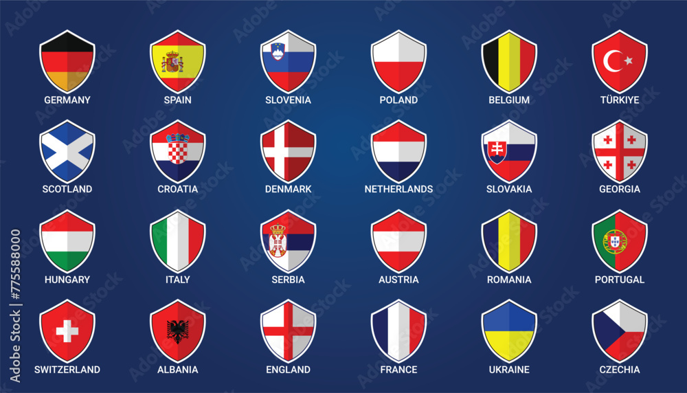 Badges Set of National flag icons for European football championship ...