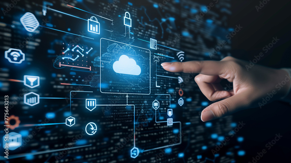 Title: "Digital Touchpoint" Art Description: Hand interacts with ...