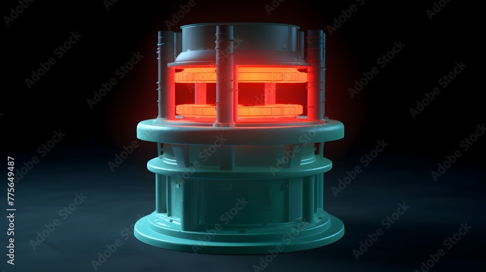 Glowing Nuclear Reactor Core Showcasing Advanced Uranium and Plutonium ...