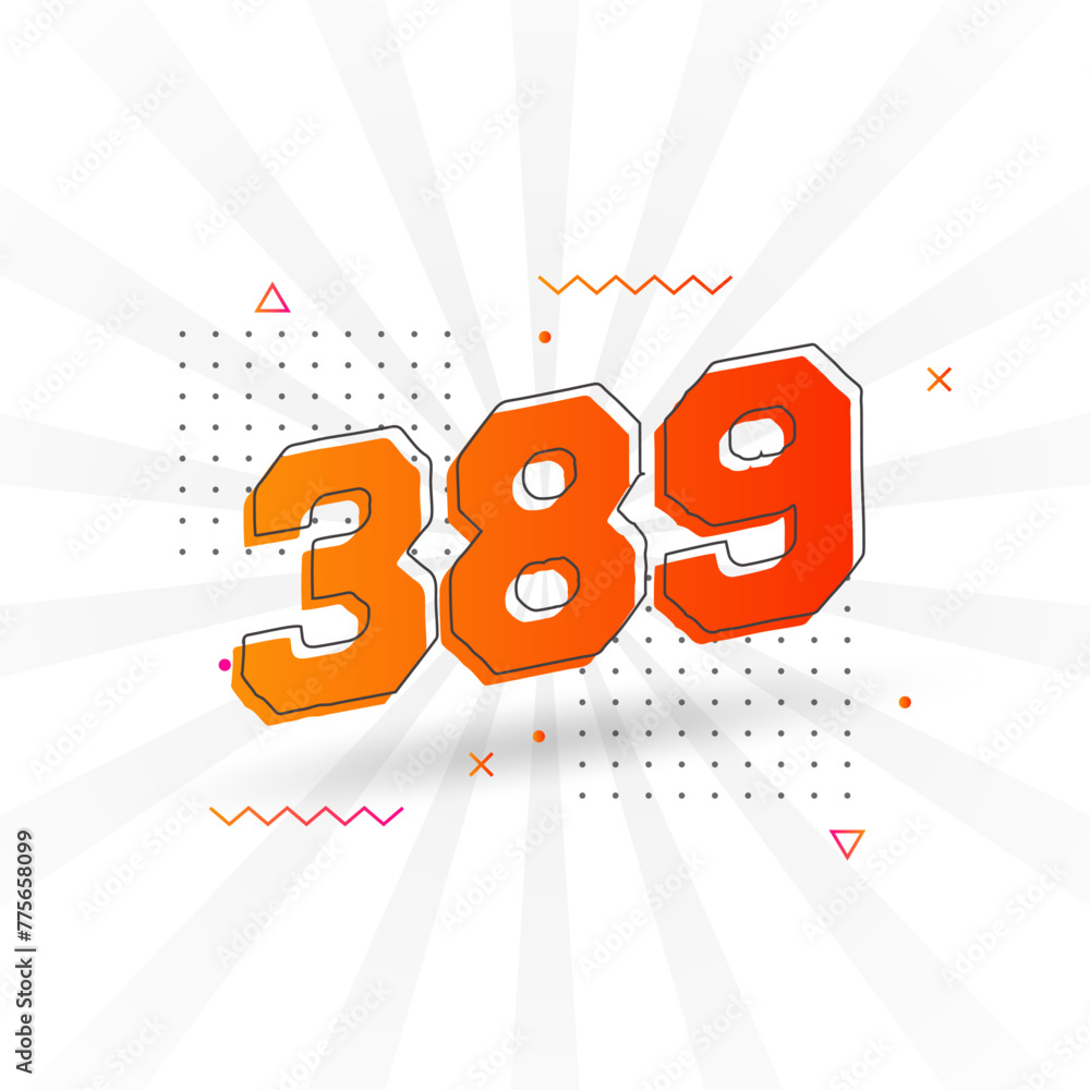 389 number vector font alphabet. Number 389 with decorative element stock vector Stock Vector ...