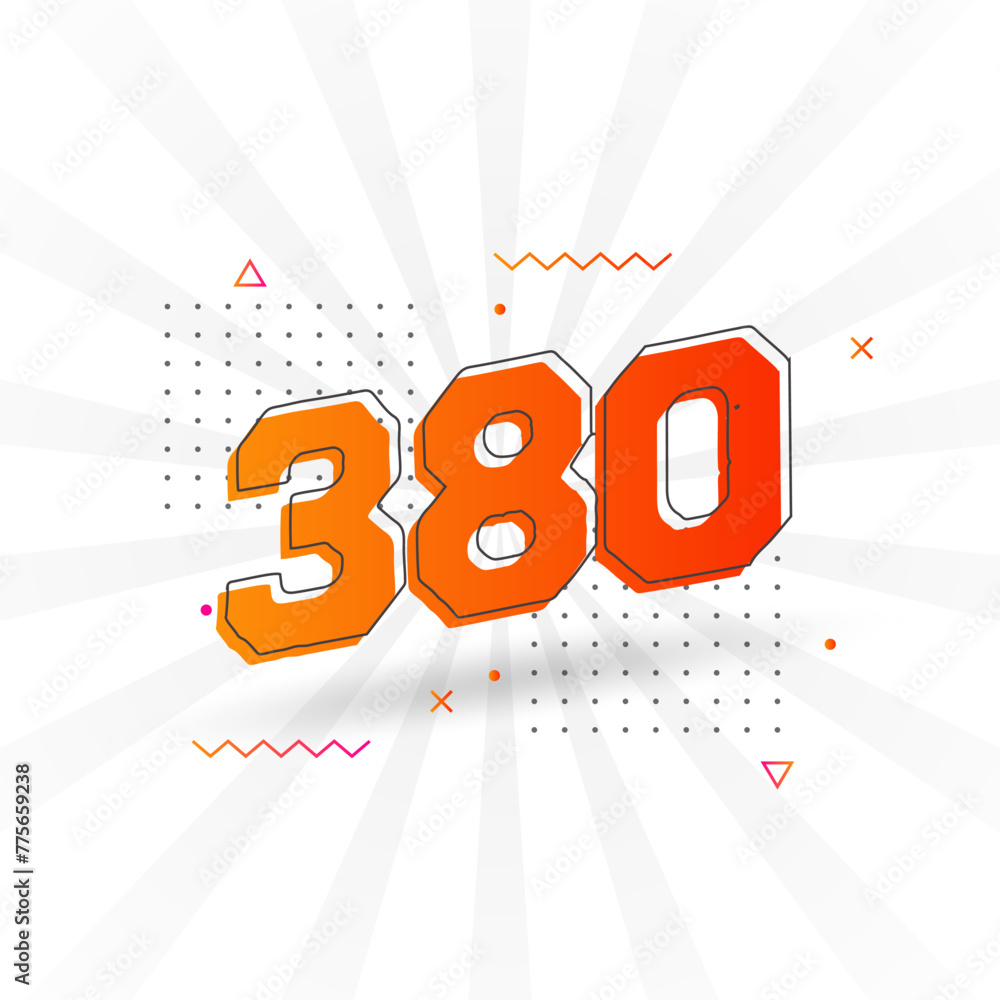 380 number vector font alphabet. Number 380 with decorative element ...
