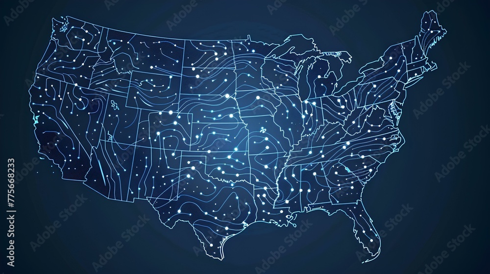 superflat, totally flat outline of united states of america Stock ...