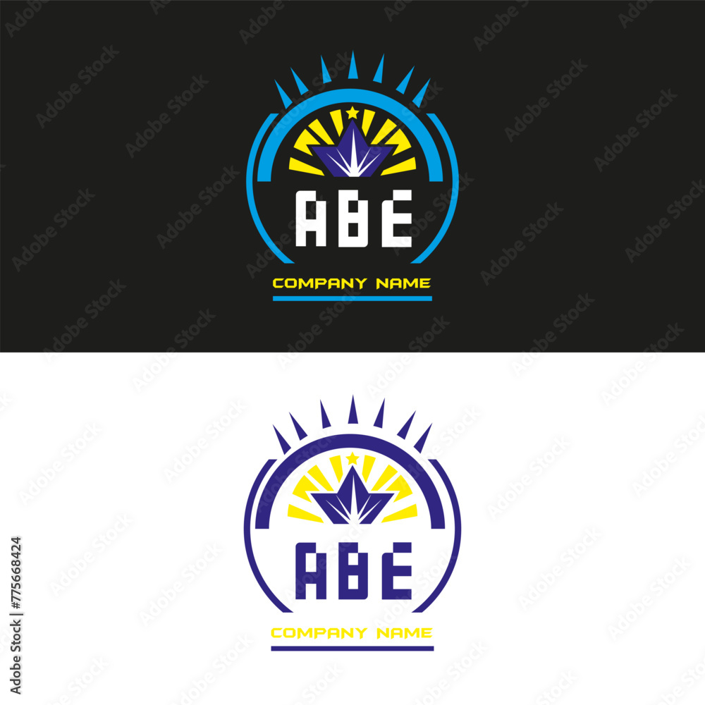 ABE letter logo vector design on black and white color background ABE ...