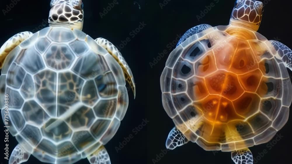 A comparison of egg cells from two marine animals a sea turtle and a ...