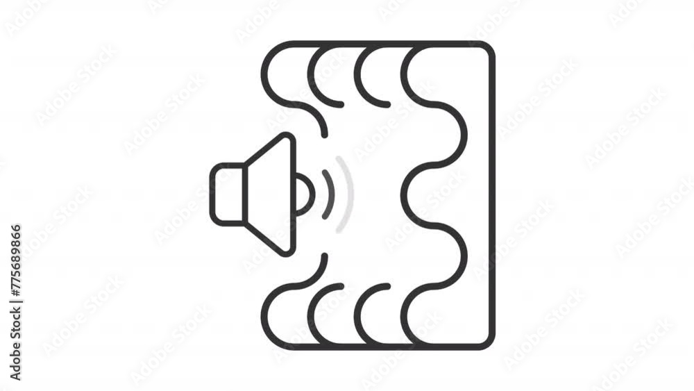 Soundproofing foam line animation. Wall insulation animated icon. Sound ...