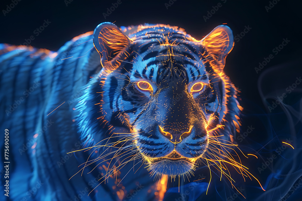 Illustrative wireframe-based visualization with a radiant translucent ...