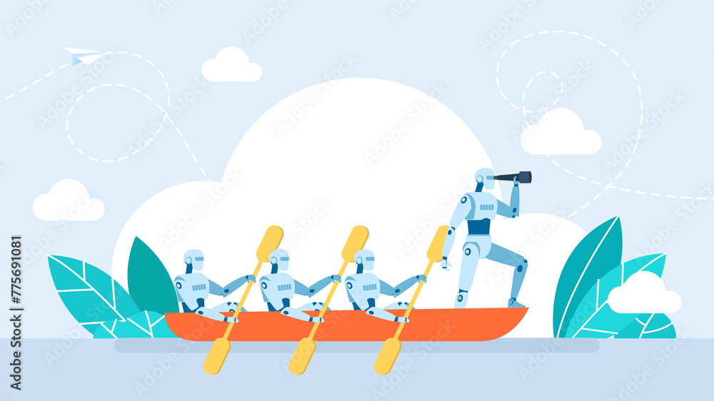 A robot controls the work of other robots. Ai or artificial ...