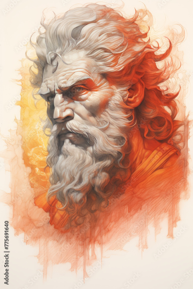 Pencil drawing of greek god Hades on white background Stock ...