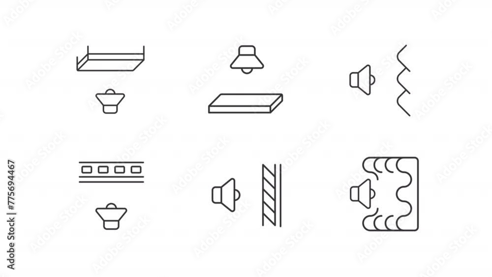 Home soundproofing animation set. House acoustic renovation animated ...