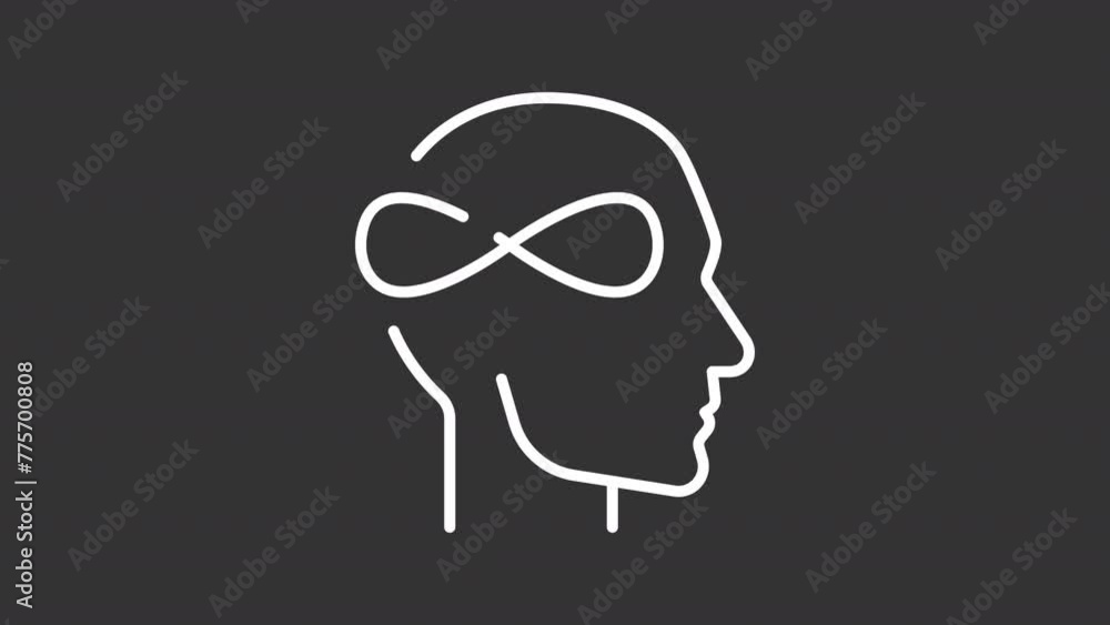 ASD white line animation. Animated head and infinity symbol icon ...