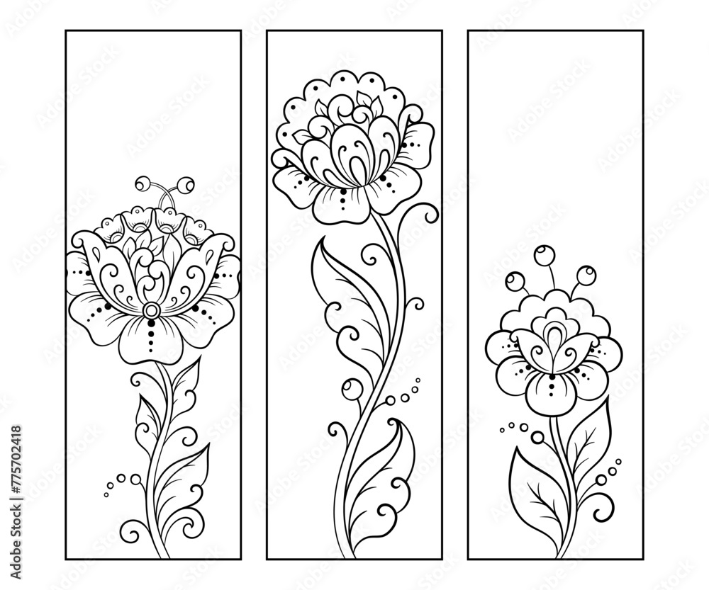 Printable bookmark for book - coloring. Set of black and white labels ...