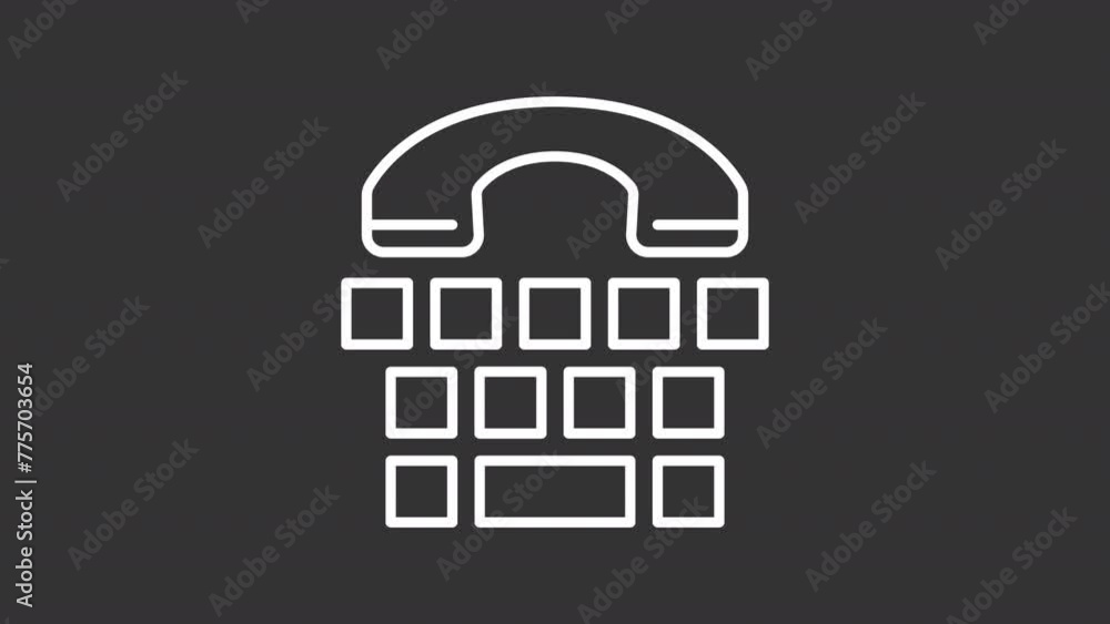 Animated TDD white icon. Telecommunications device for deaf line ...