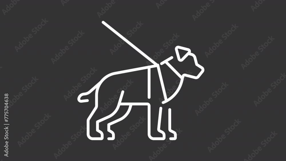 Animated guide dog white icon. Trained domestic animal line animation ...