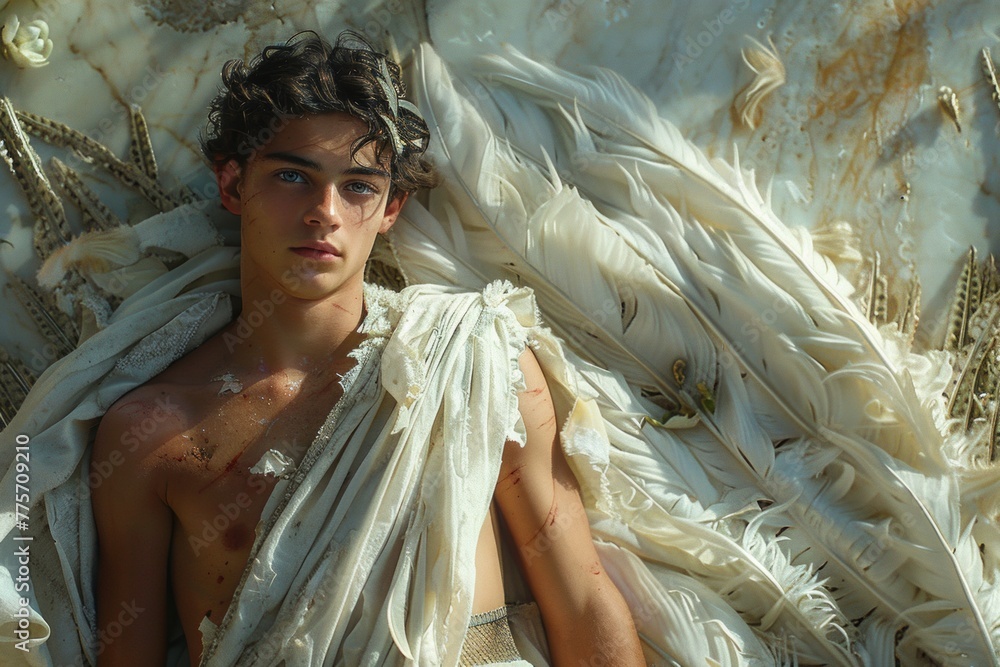 depiction of greek or roman god on neutral temple background Stock ...