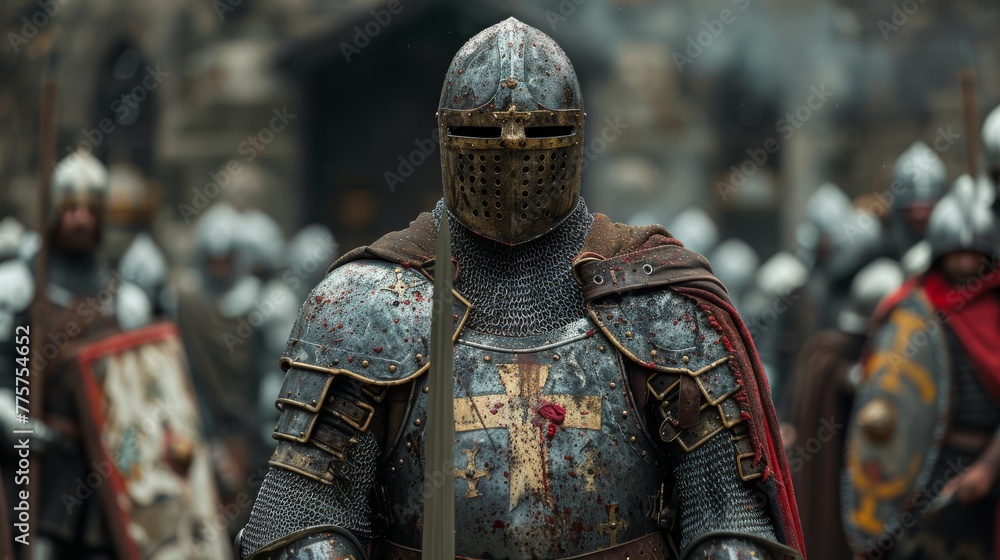 Knight in Armor: Capture a knight clad in armor, wielding a sword or shield, to illustrate ...