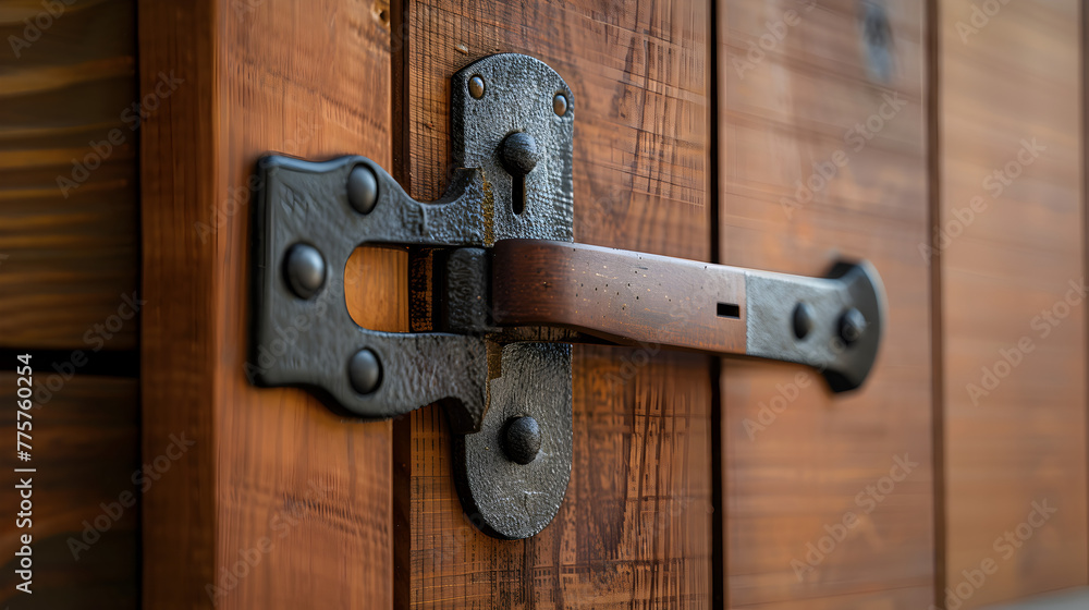 Detailed view of a small cabin hook latch, blending innovative design ...
