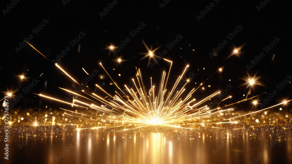 Beautiful luxury golden magic stardust particle path sparkling and ...