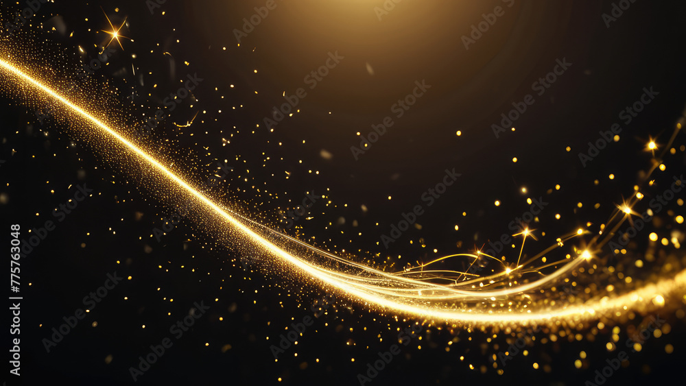 Beautiful luxury golden magic stardust particle path sparkling and ...