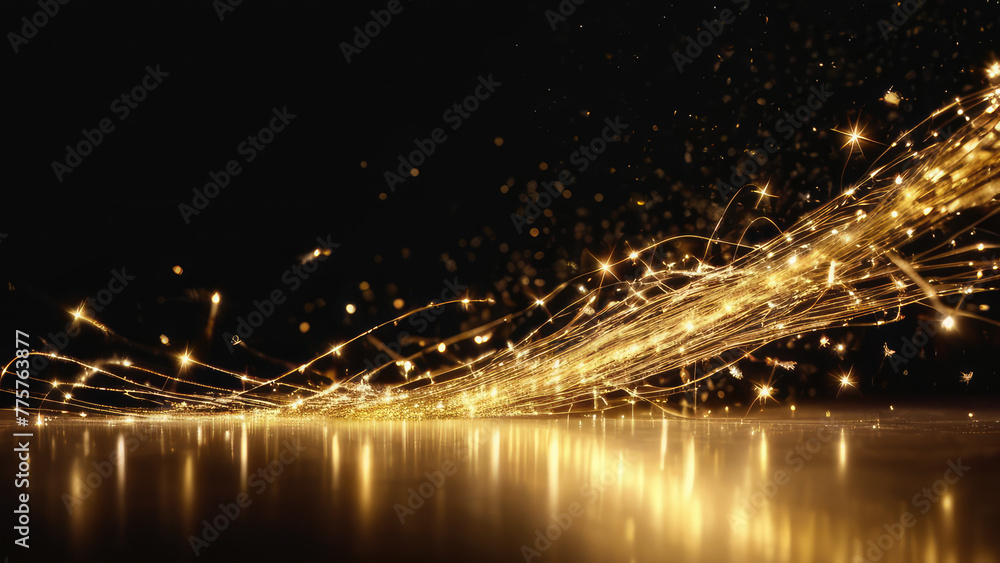 Beautiful luxury golden magic stardust particle path sparkling and ...