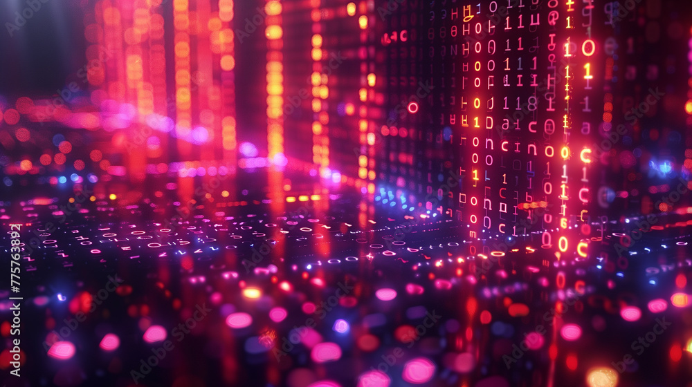 Digital Binary Code Matrix Background 3d Rendering Of A Scientific Technology Data Binary Code