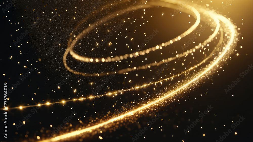 Beautiful luxury golden magic stardust particle path sparkling and ...