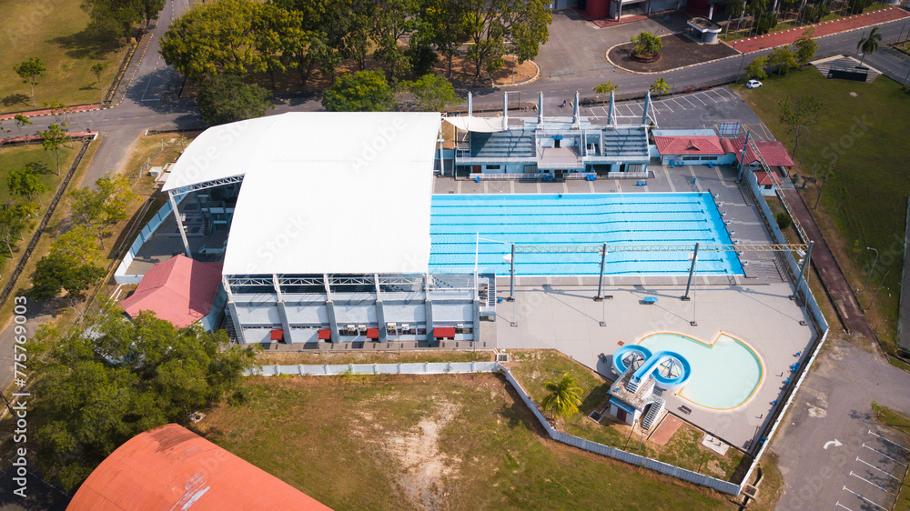 Perlis, Malaysia – April 20, 2024: An aerial view of Aquatic Centre ...