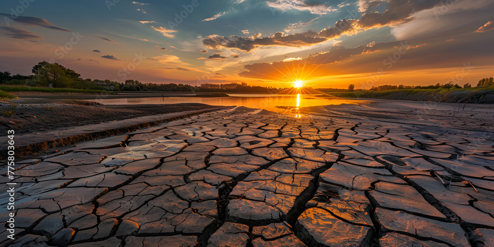 Dirt land sun arid desert sky hot drought warming heat earth ground ...