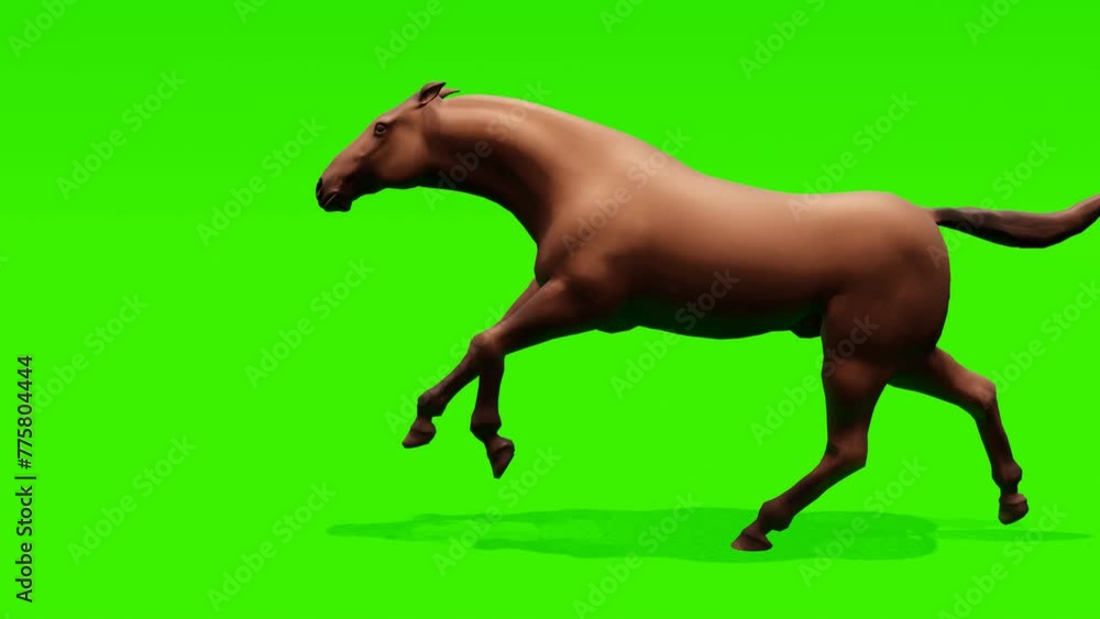 Seamless loop: Powerful brown horse galloping gracefully against a ...