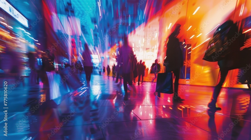 Busy urban scene with crowd of people walking in rush hour at train ...