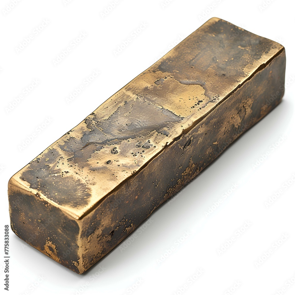 Bronze bar isolated on white background with shadow. Bronze bar ...