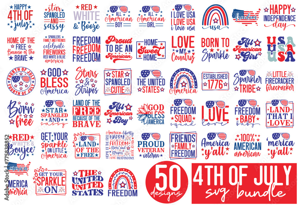 4th of July SVG Bundle, Retro 4th Of July SVG Bundle , 4th of July Art ...