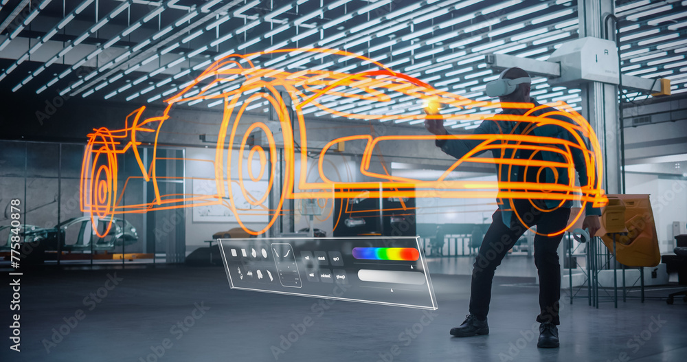 Professional Automotive Designer Using a Virtual Reality Software to ...