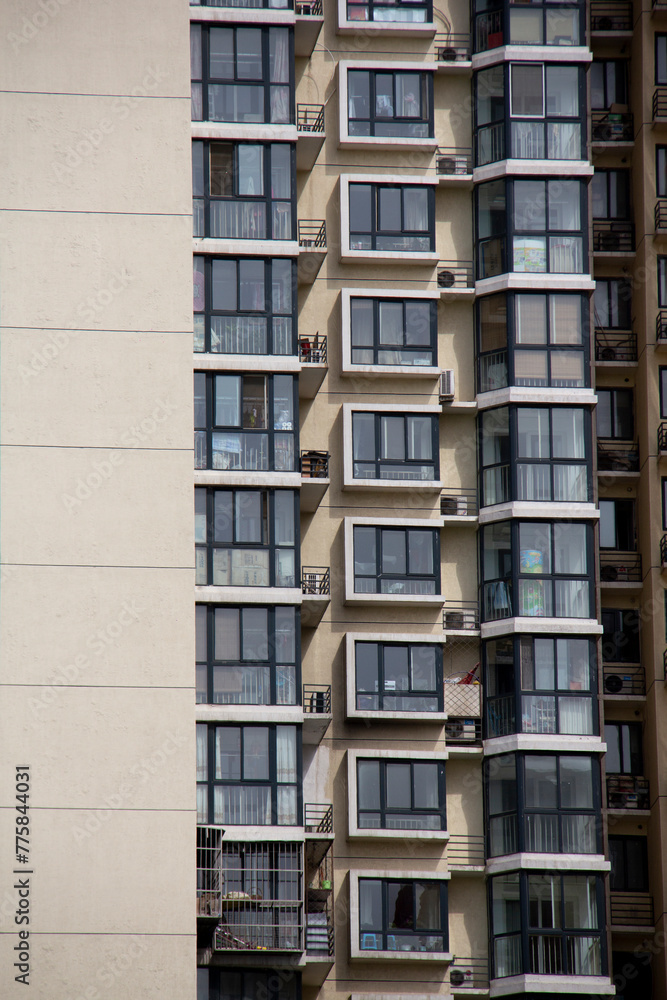 Building structure and window form of tall towers (Windows Frame) Stock ...