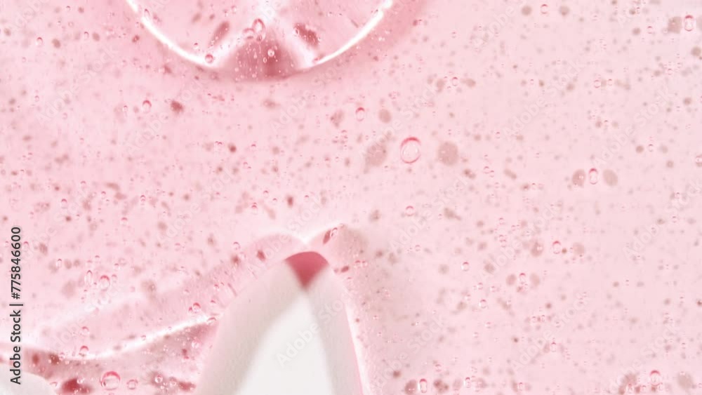 Pink Cosmetic Gel Fluid With Molecule Bubbles Flowing On The Plain ...