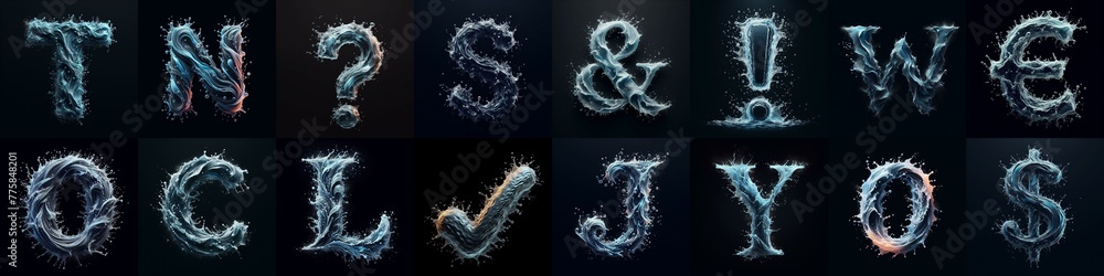 water splash lettering. AI generated illustration Stock Illustration ...