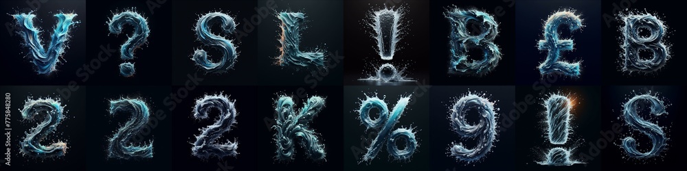 water splash lettering. AI generated illustration Stock Illustration ...