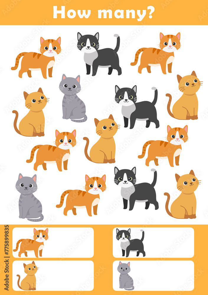 Counting children game cartoon. I spy game for toddlers. Find and count ...