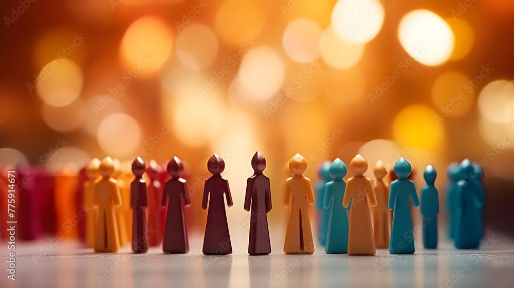 inclusion, equality and diversity concept, colored figures on the table ...