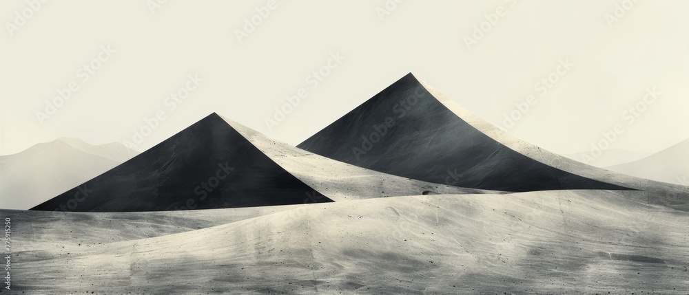 An abstract, minimalist depiction of a hill, formed from layered ...