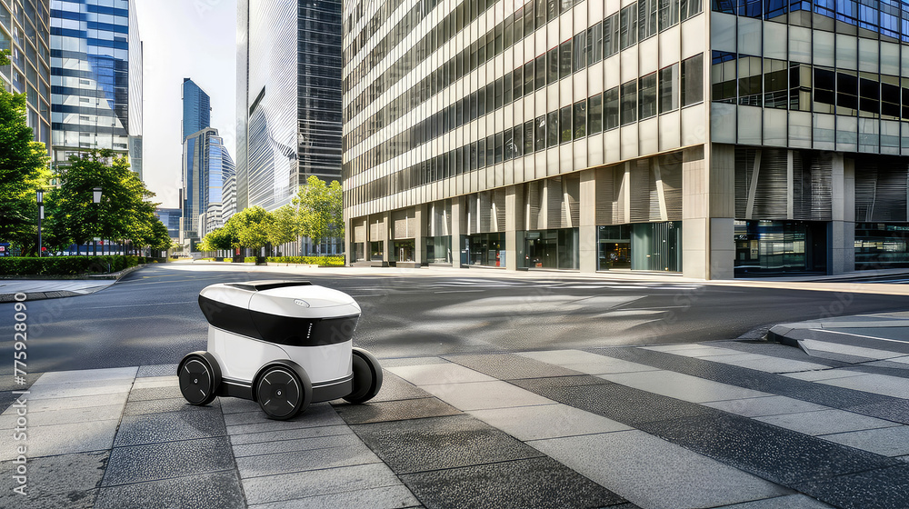 Foto de Mobile robot delivering orders. Embrace the future of order ...