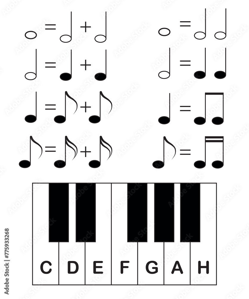 Set of musical notes icons. Musical cues. Vector symbols on a white ...