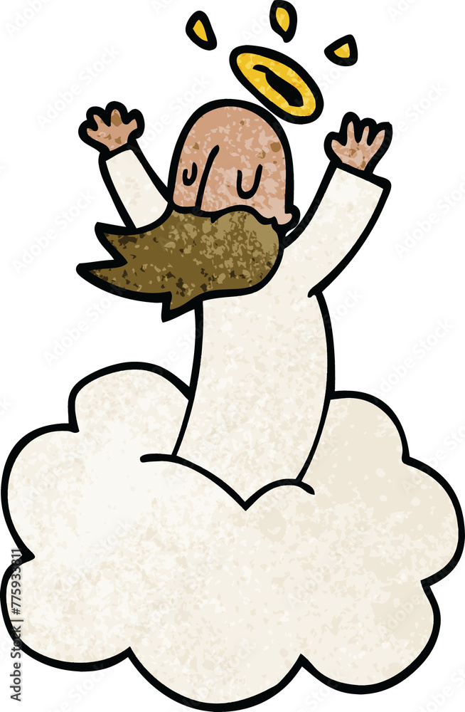 cartoon doodle god on cloud Stock Illustration | Adobe Stock