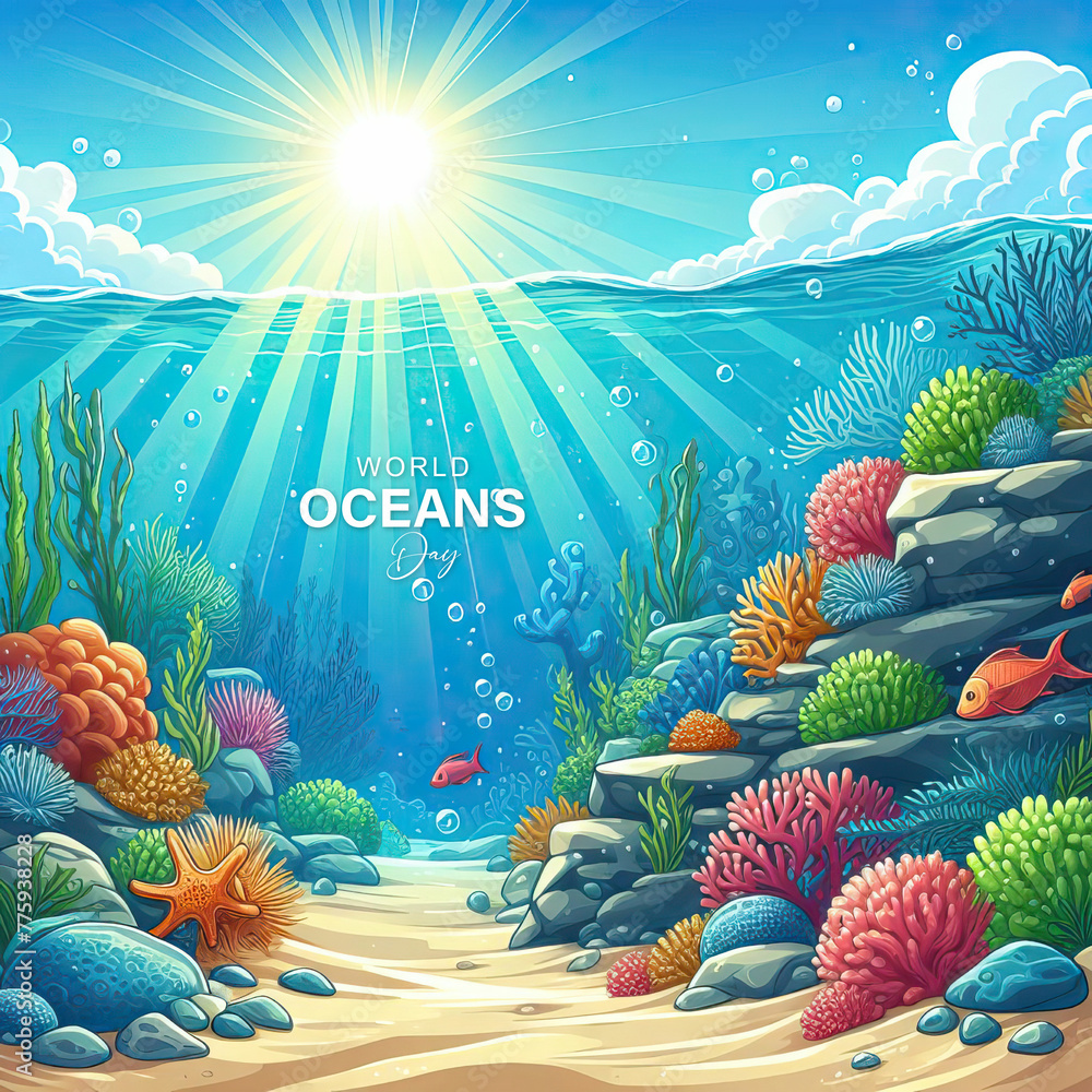 World Ocean Day, 8 June. World Ocean Day poster, World Ocean Day post ...