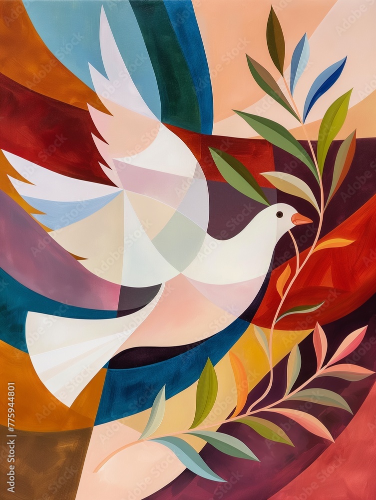 Nature abstract cubist style design background, digital art painting of ...