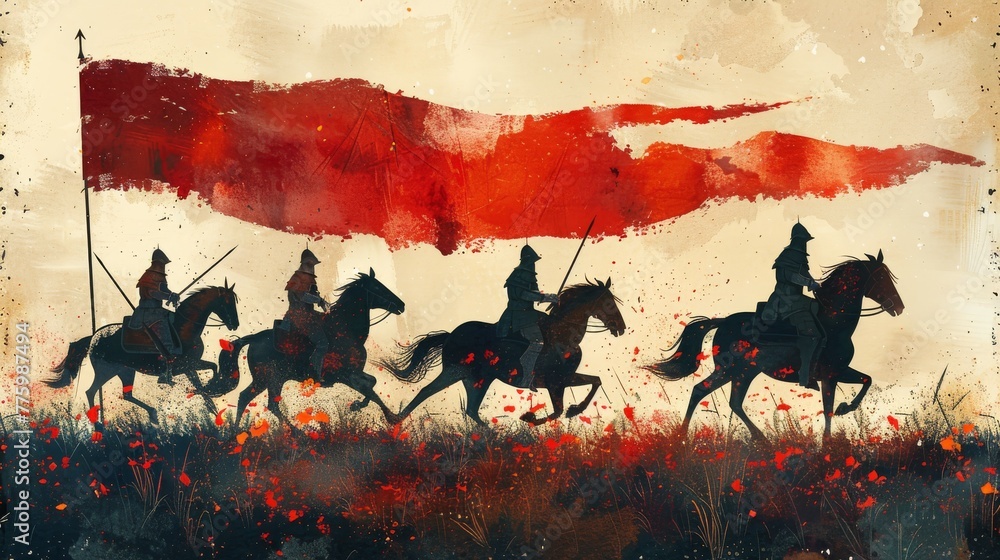 Medieval Battle: Illustrate a fierce battle scene with armored knights ...