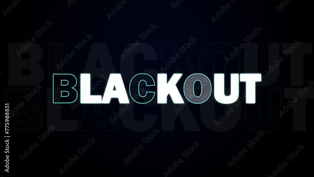 Blackout lettering with randomly flickering and gradually extinguishing ...